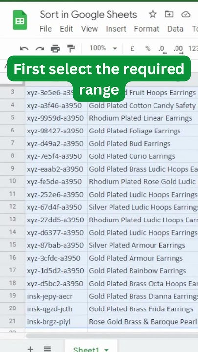 Sort Data in Google Sheets #shorts #exceltutorialforbeginners #googlesheetstutorial # ...