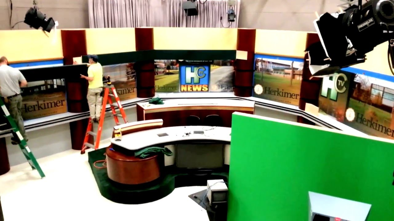 Herkimer College New TV studio set build - YouTube