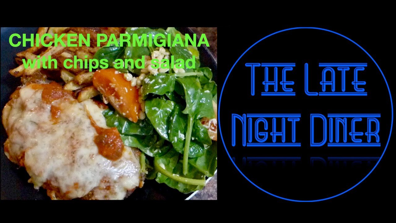 Chicken Parmigiana with chips and salad - YouTube