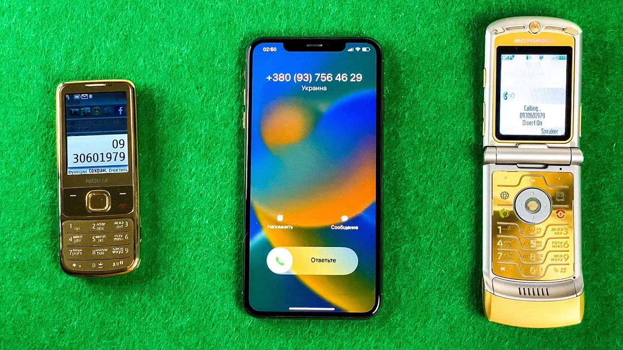 Motorola Razr V3 Gold vs Nokia 6700 Gold vs iPhone XS Max Gold Outgoing ...