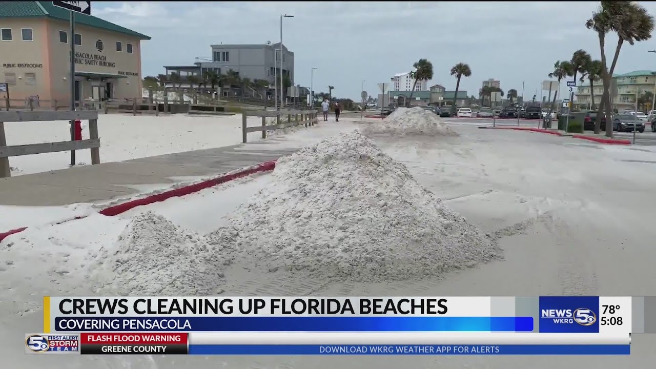 Crews cleaning up Florida beaches - YouTube