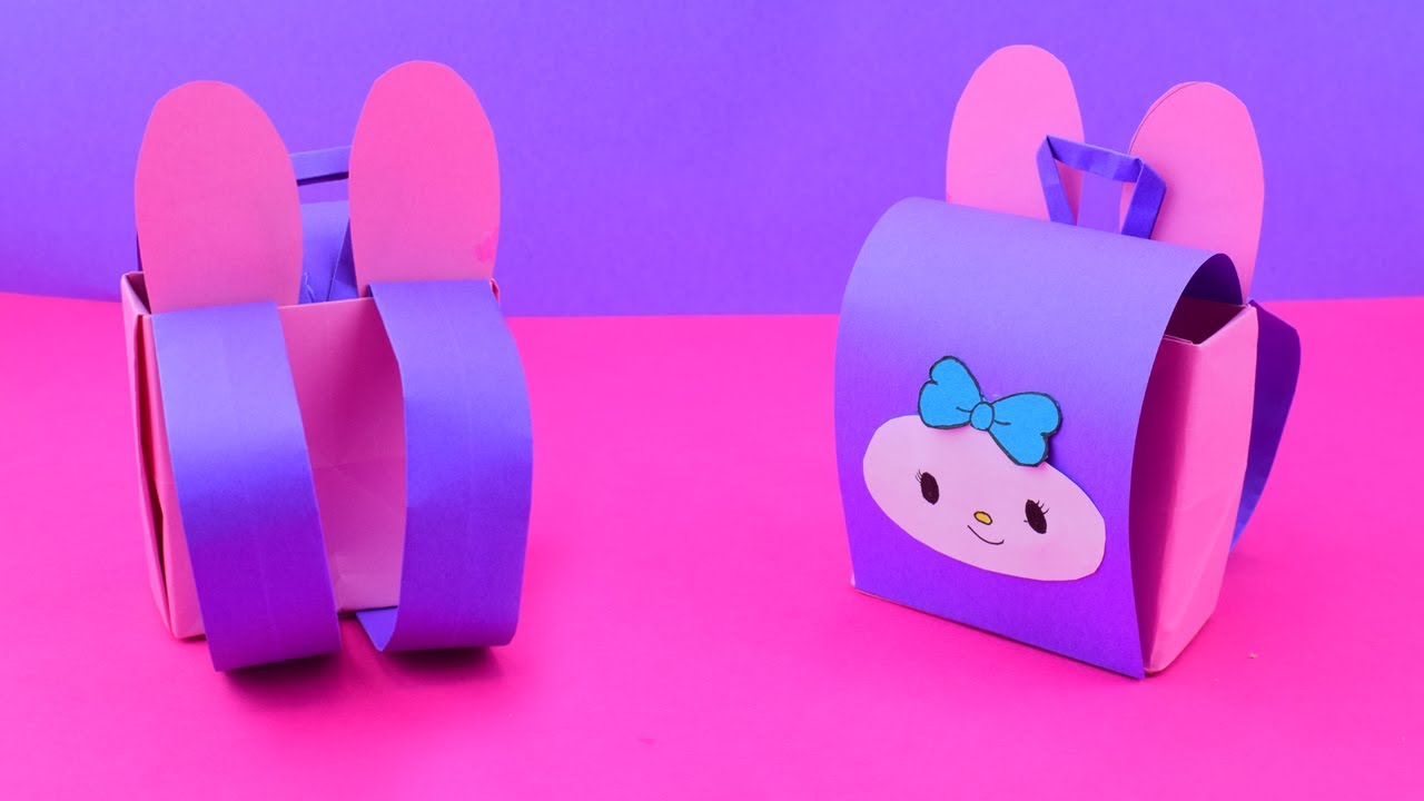 Origami Backpack | How To Make Paper Bags with Handles | school hacks ...