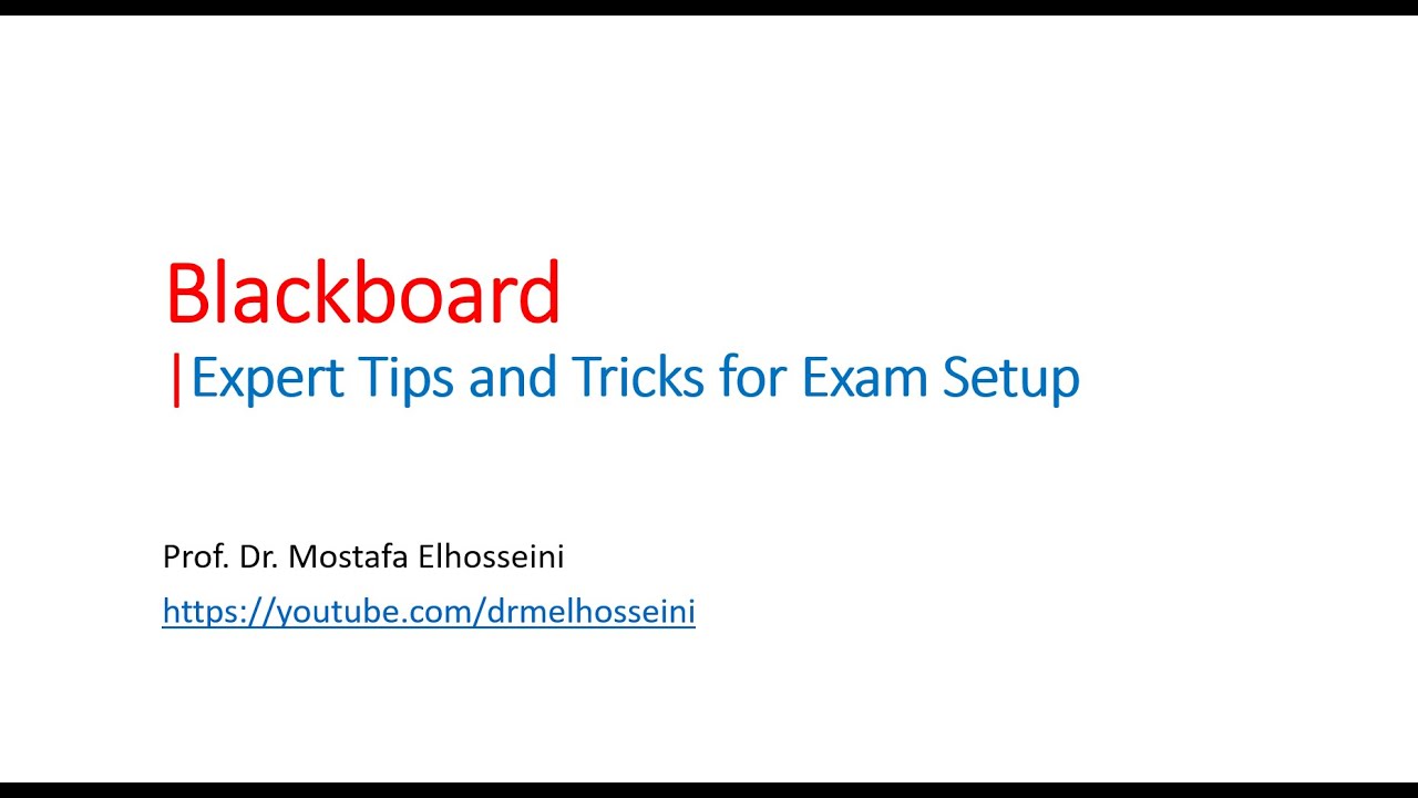Expert Tips and Tricks for Exam Setup | Blackboard - YouTube