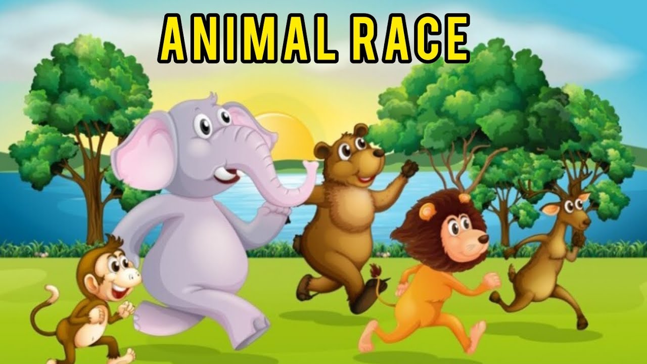 Animal race 🏁 funny videos 😂 Bear 🐻 vs 🐄 cow vs 🐘 elephant vs 🦁 lion # ...