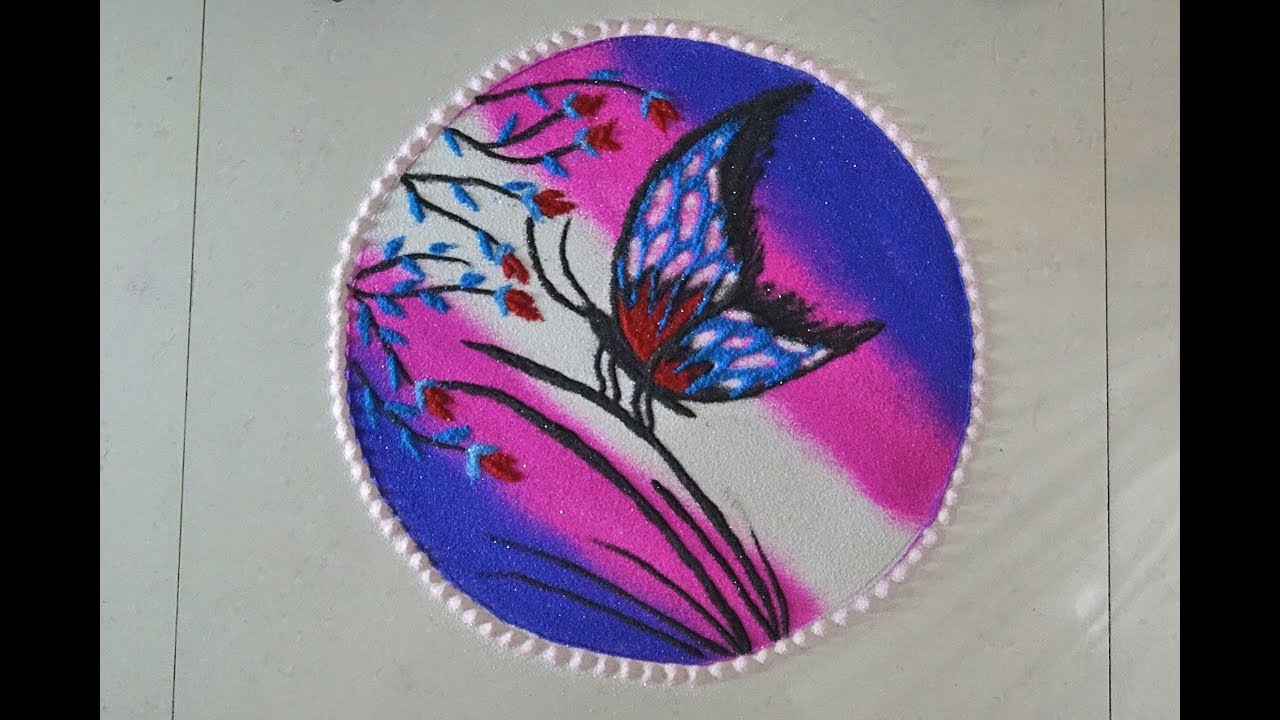 Butterfly Poster Rangoli || Beautiful Poster Rangoli Design - YouTube