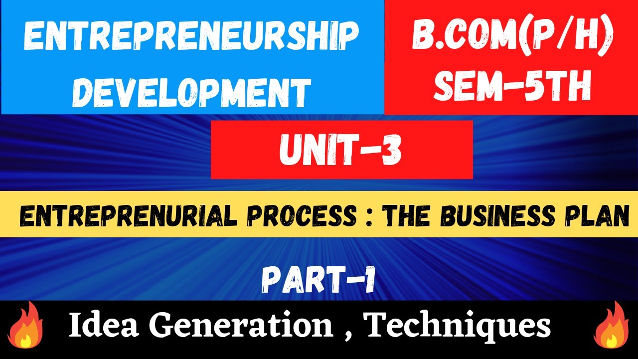 Unit-3 | Entrepreneurial Process :The Business Plan | Part-1 - YouTube