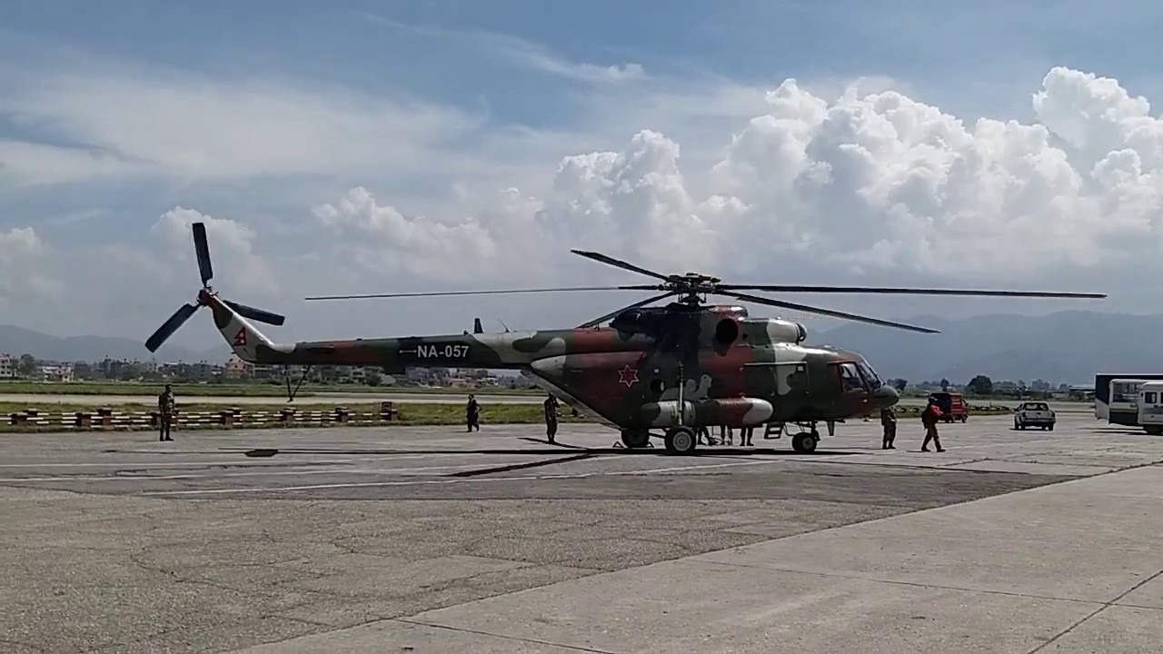 Helicopter landing of Nepal Army at TIA - YouTube