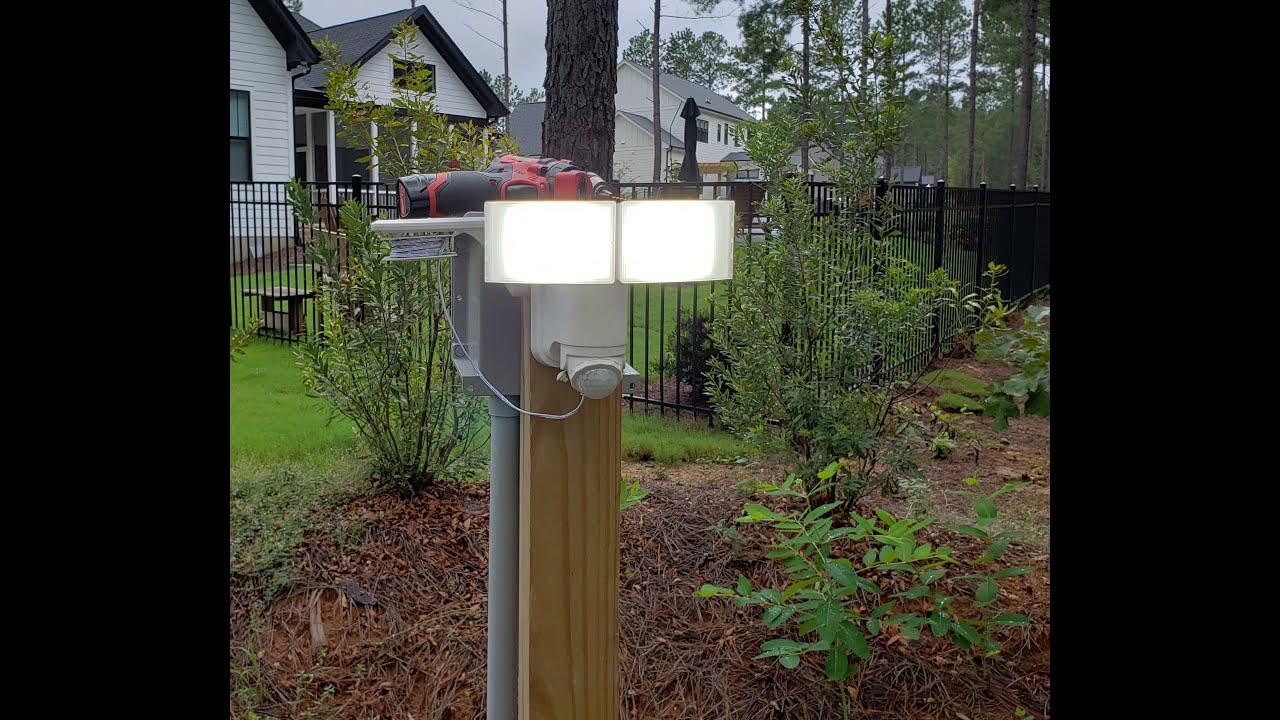 Installing Defiant 2 Head Solar Motion LED Flood Light - YouTube