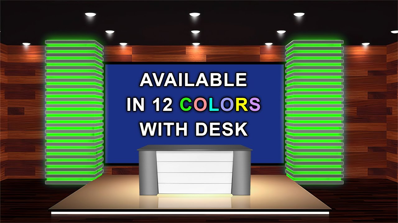 HD virtual studio with desk, green screen studio, background video Free ...