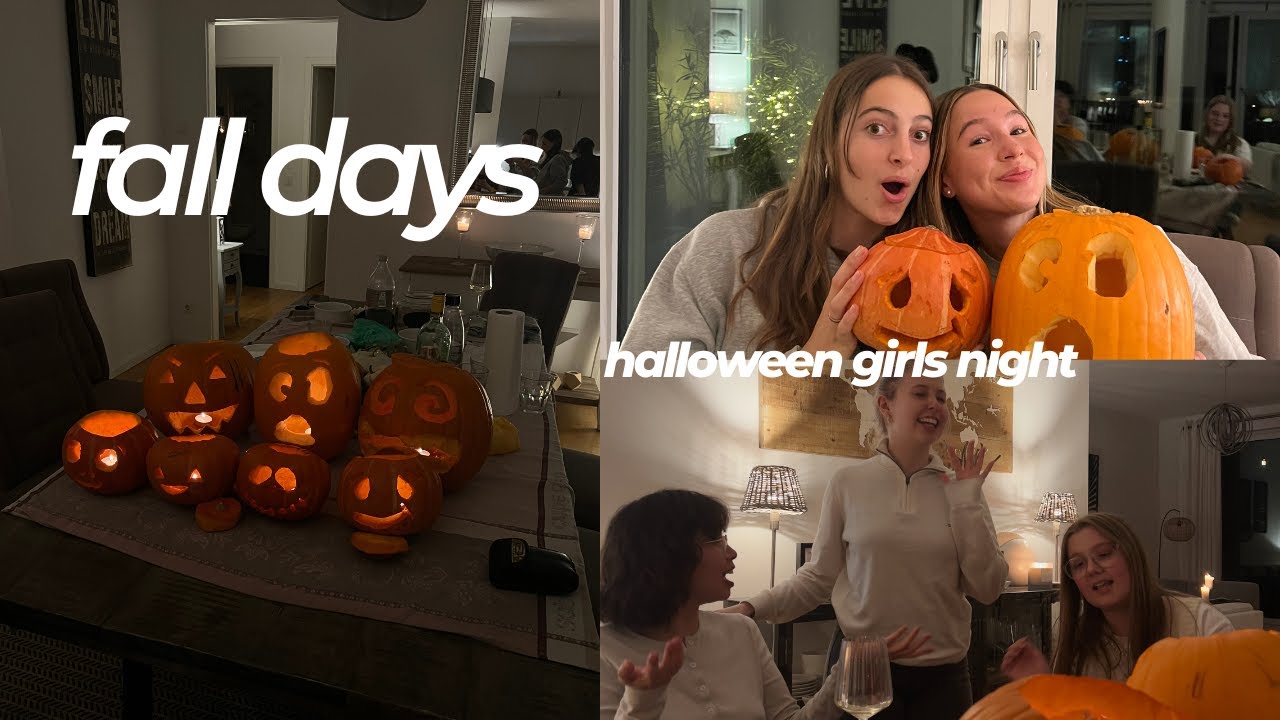 fall days in my life - pumpkin carve girls night - YouTube