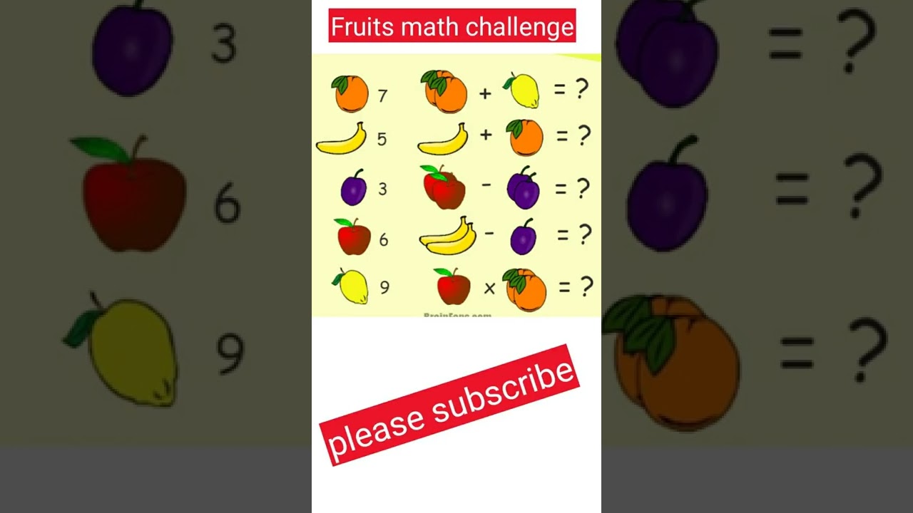 Math fruits challenge - YouTube