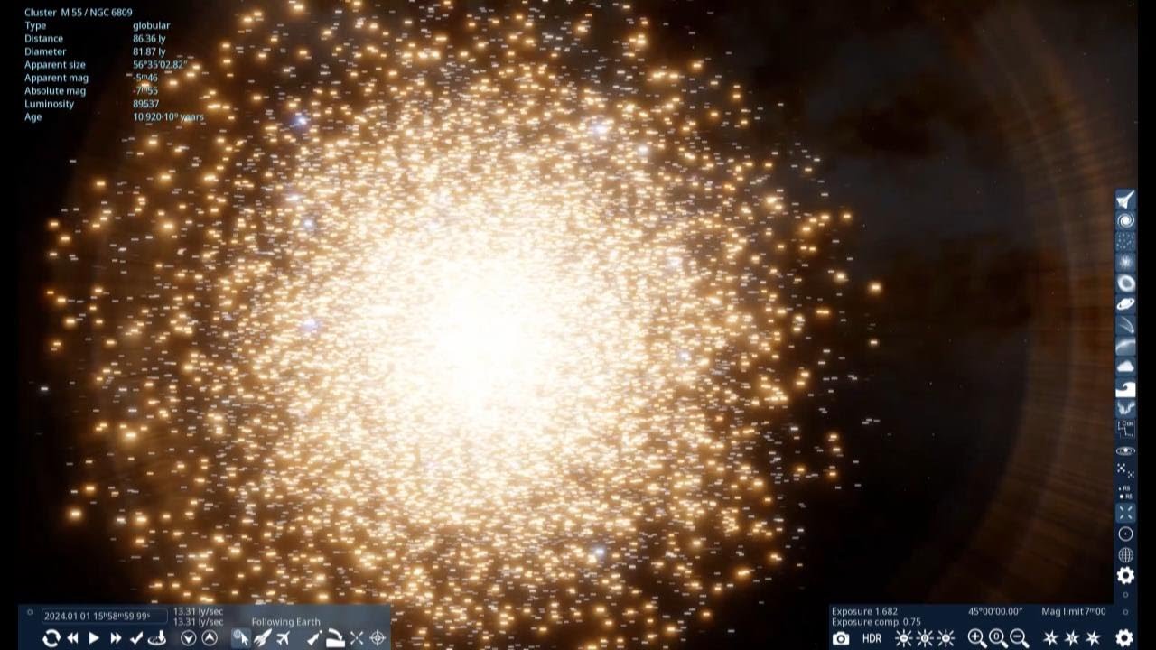 (0075) From Earth to M 55 Cluster // Imaginary intergalactic travel, Game - Space Engine - YouTube