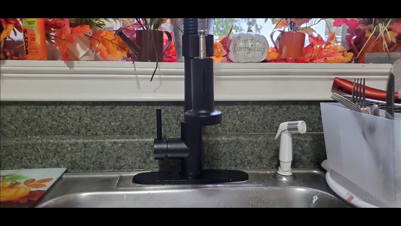 Removing an old faucet & installing a pull down spring gooseneck faucet ...