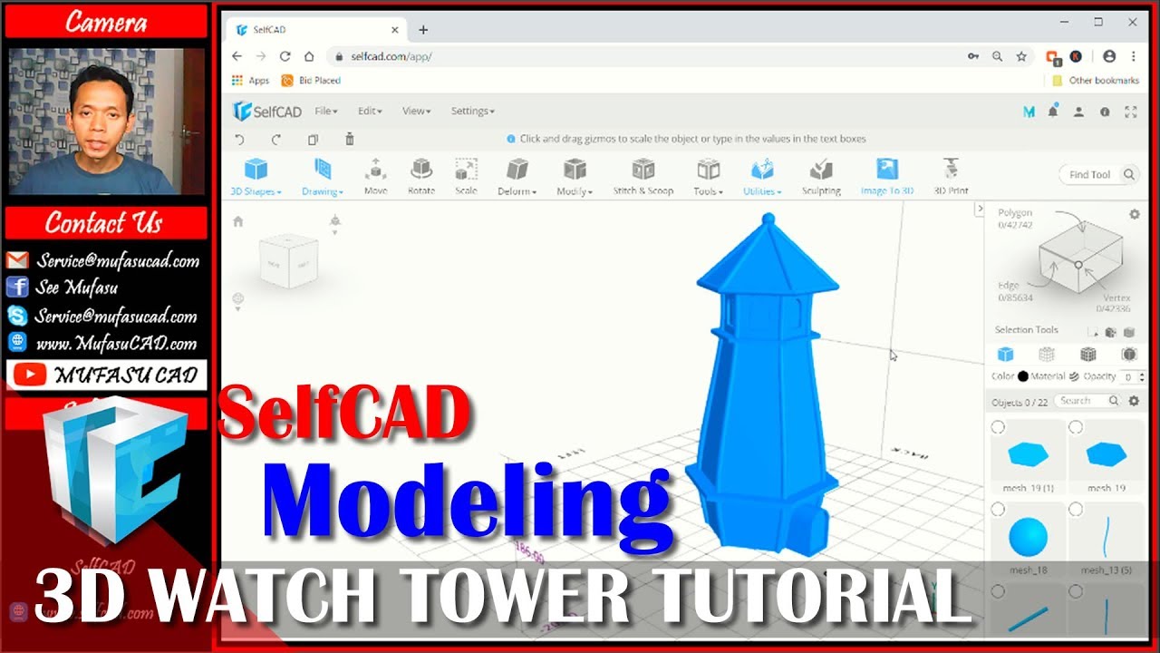 SelfCAD 3d Watch Tower Tutorial Modeling For Beginner - YouTube