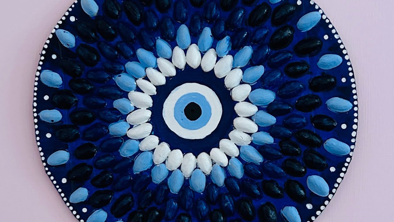 Evil eye Mandala using pista shells | Easy pista shell craft | DIY Evil ...