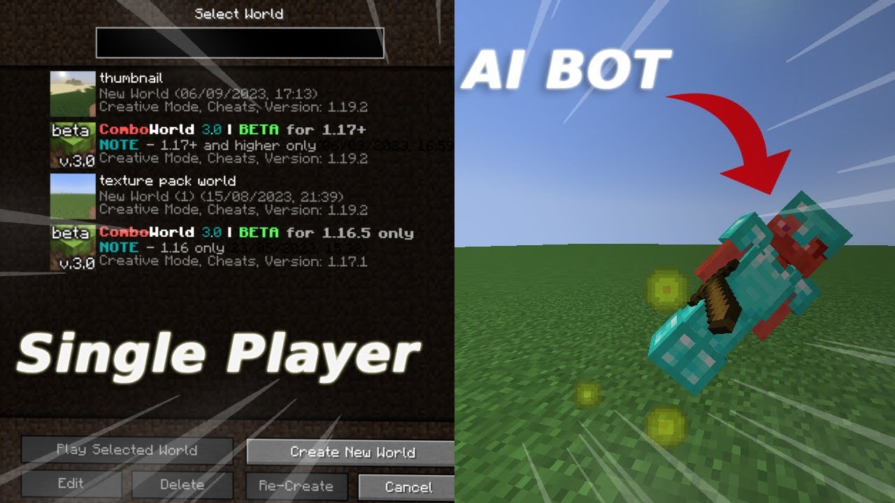 Minecraft Best single Player Ai Pvp Practice World - YouTube