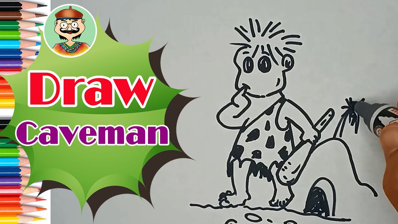 Easy draw caveman วาดมนุษย์ถ้ำ - YouTube