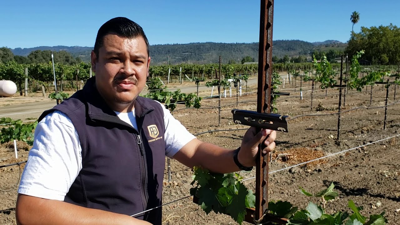 How to install a Crossarm on a T-Post for vineyards - YouTube