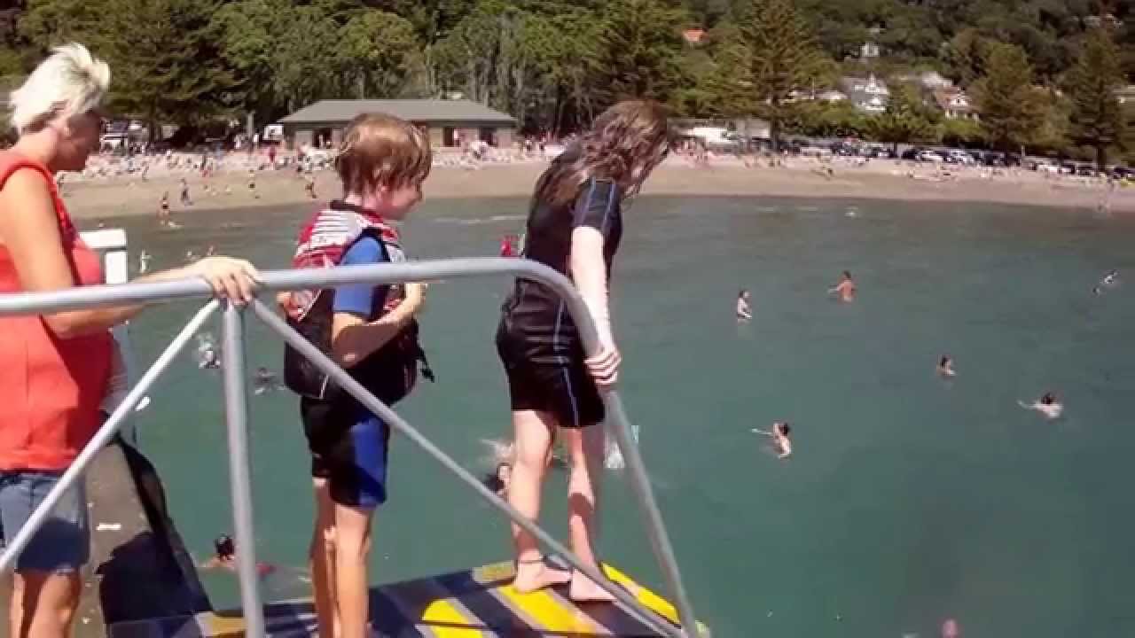 Days Bay Wellington, New Zealand - Wharf Jumping - Summer 2015 - YouTube