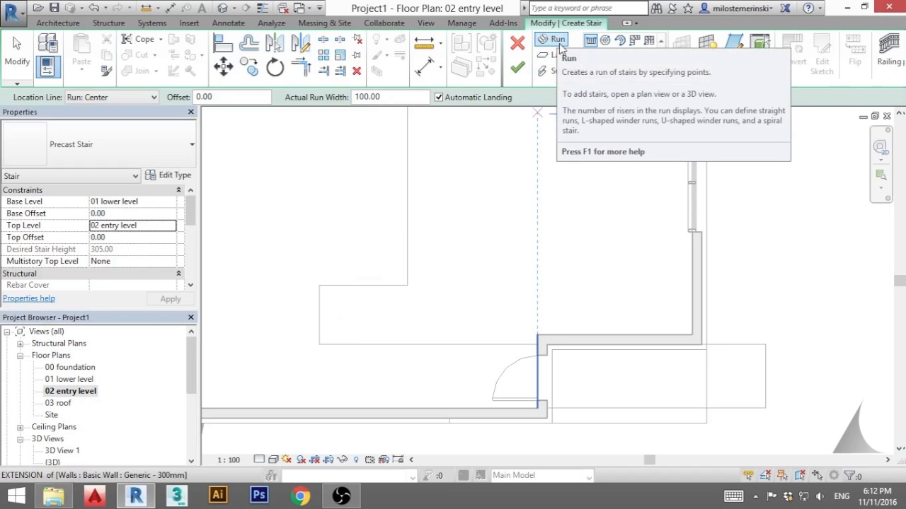 Crtanje Kuce u Revit-u #12 - stepeniste - YouTube