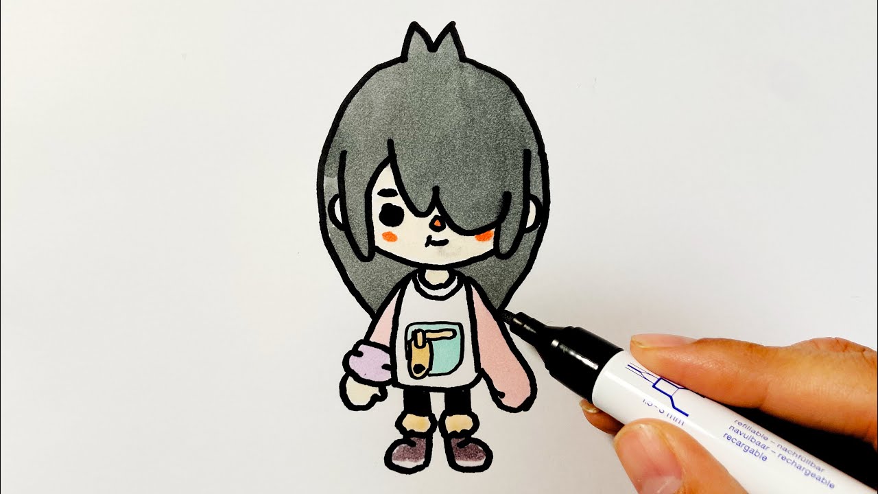 How to Draw Nari From Toca Boca - YouTube