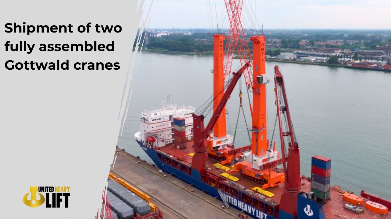 Shipment of two fully assembled Gottwald cranes - YouTube