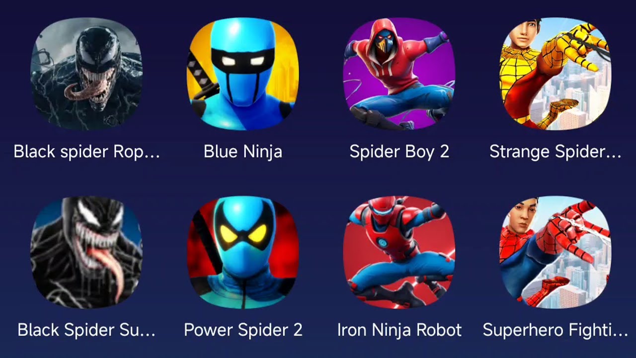 Black Spider Rope Hero Battle,Blue Ninja,Spider Boy 2,Stranger Spider ...