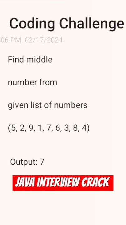 Java Interview | Find Middle Number from given numbers | Java Practical World - YouTube