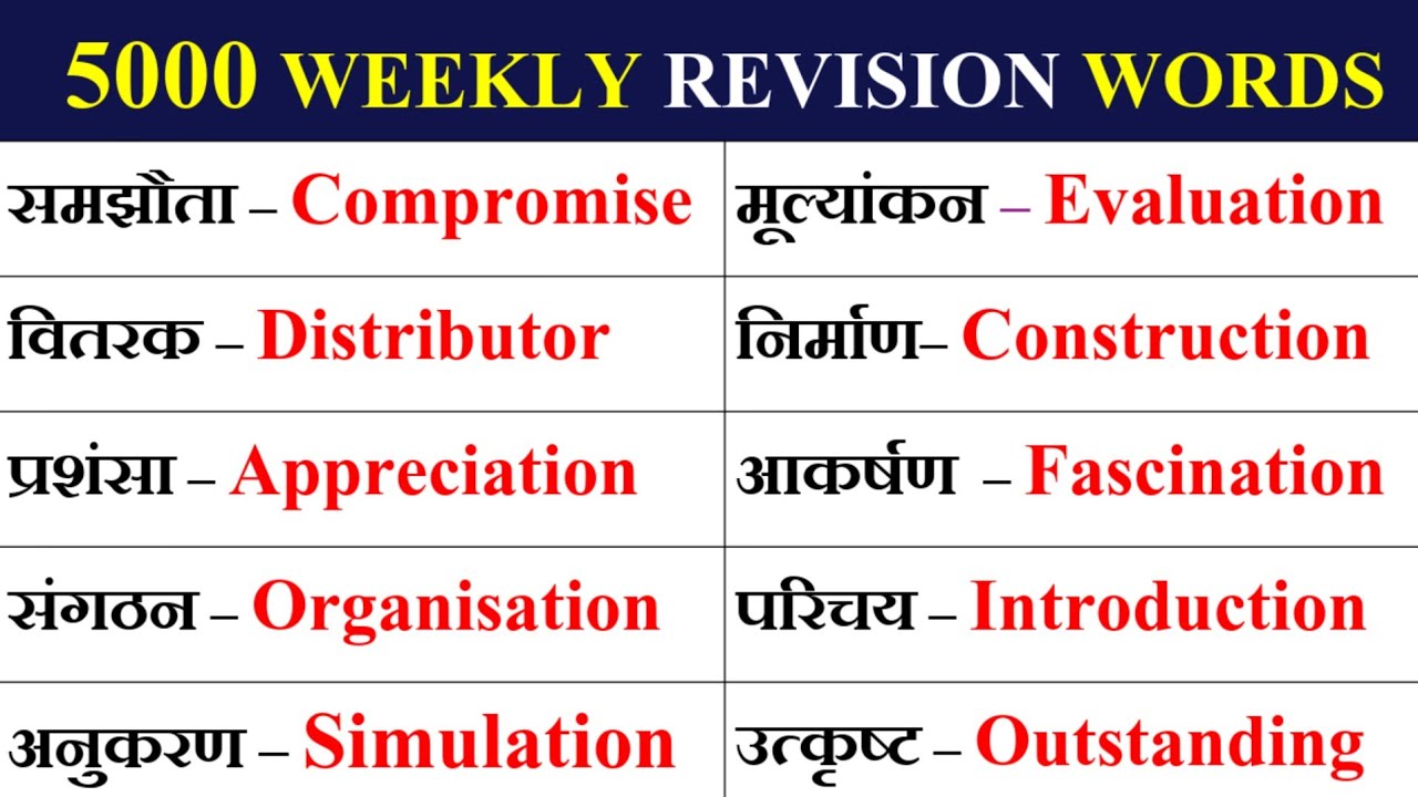 5000 Weekly Revision Words | English word | Daily Use English Word ...