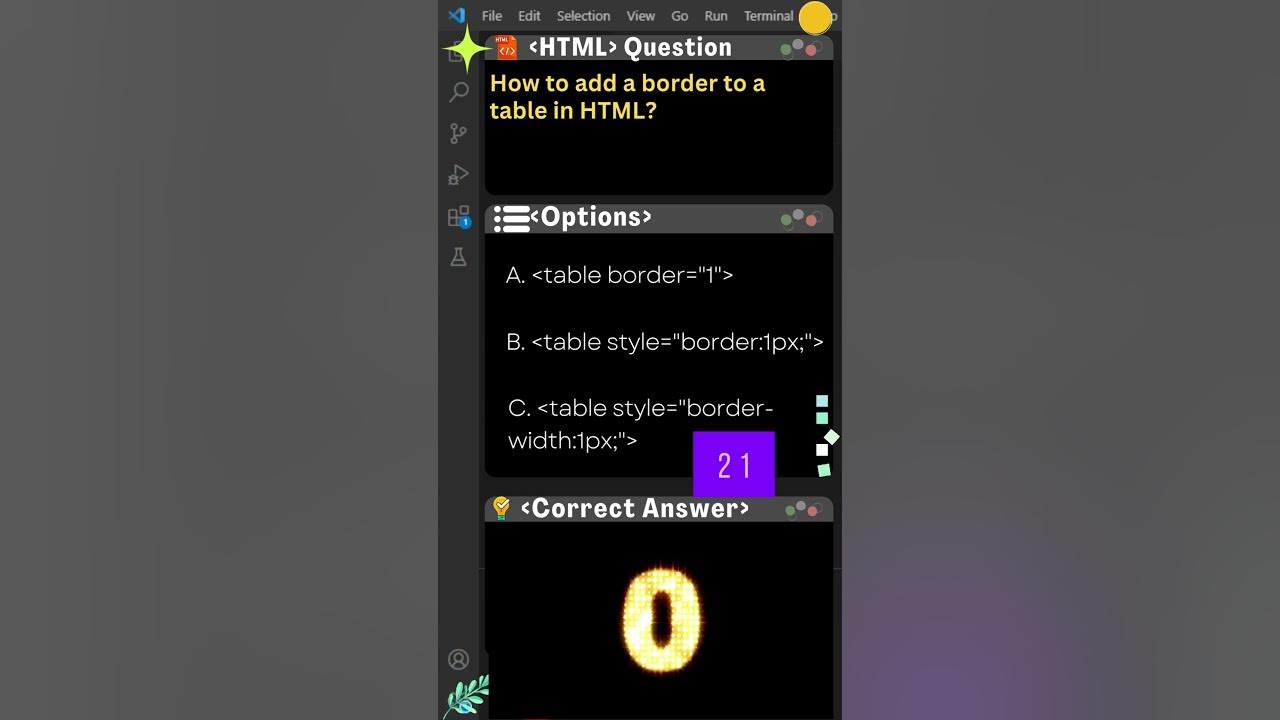 HTML Quiz 19: How to add a border to a table in HTML? #coding #html #htmlcoding #shorts - YouTube