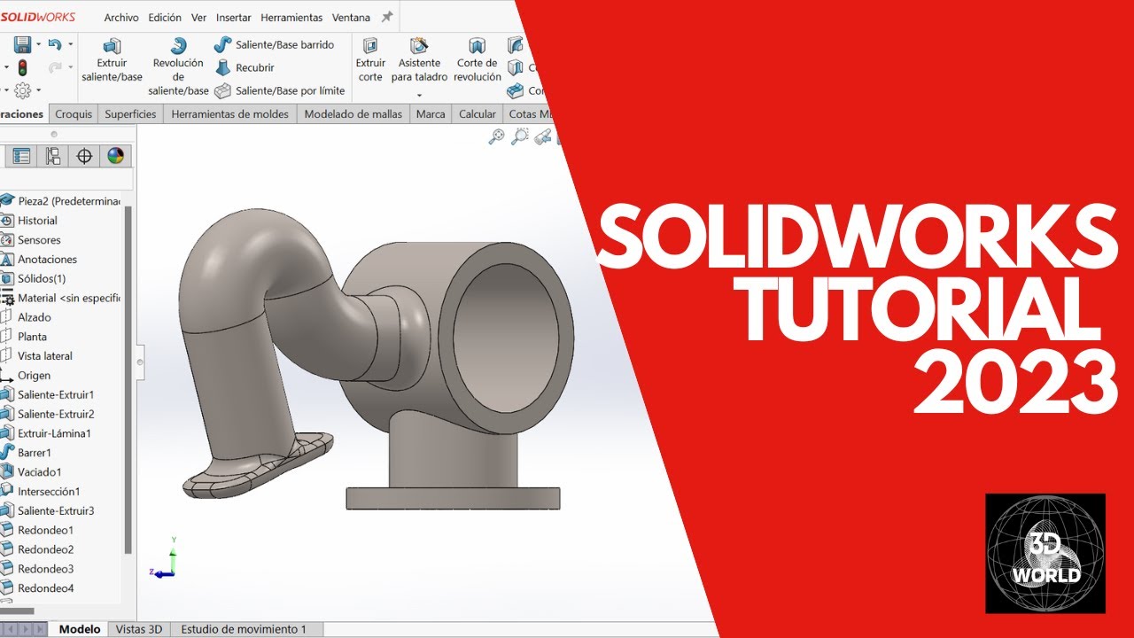 Pieza SolidWorks | Ejercicio | Nivel Intermedio - YouTube