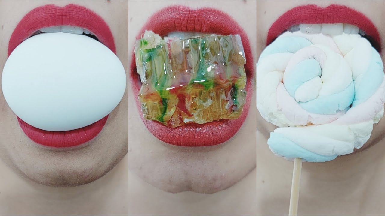 ASMR emoji food eating sounds : asmr satisfying emoji food challenge # ...