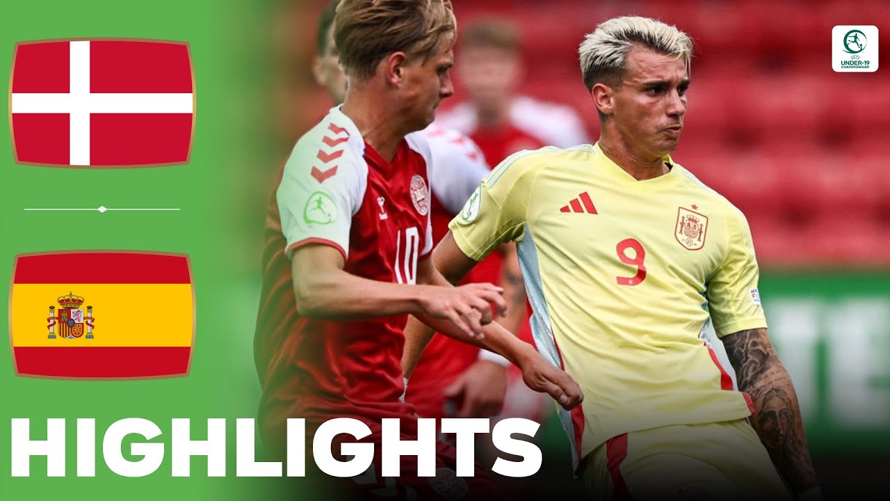 Spain vs Denmark | What a Goal From Iker Bravo | Highlights | U19 ...