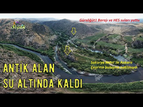 Sakarya Nehri Ankara Çayı . Su altında kalan antik alan .  (Dümrek) (26.07.2020)