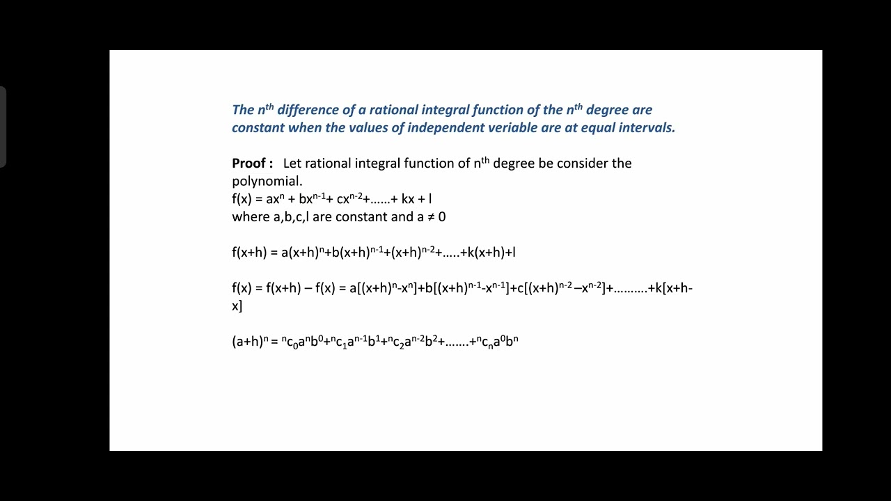 Theorem: The nth differences of nth degree polynomial are constant ...