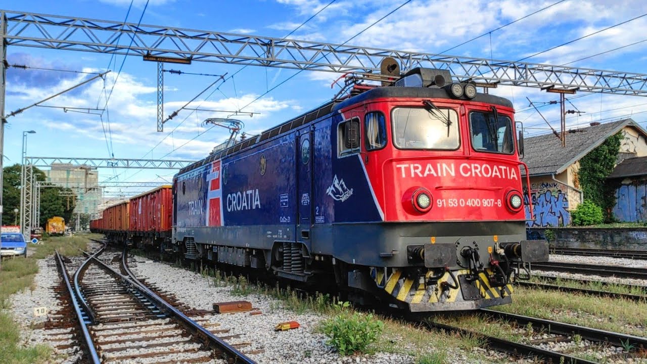 Passenger and freight trains in Zagreb, Croatia. Putnički i teretni ...