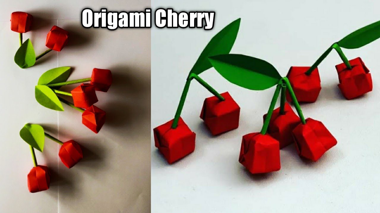 DIY Paper Cherry - Paper Crafts For School - 3D Origami Cherry - How To ...