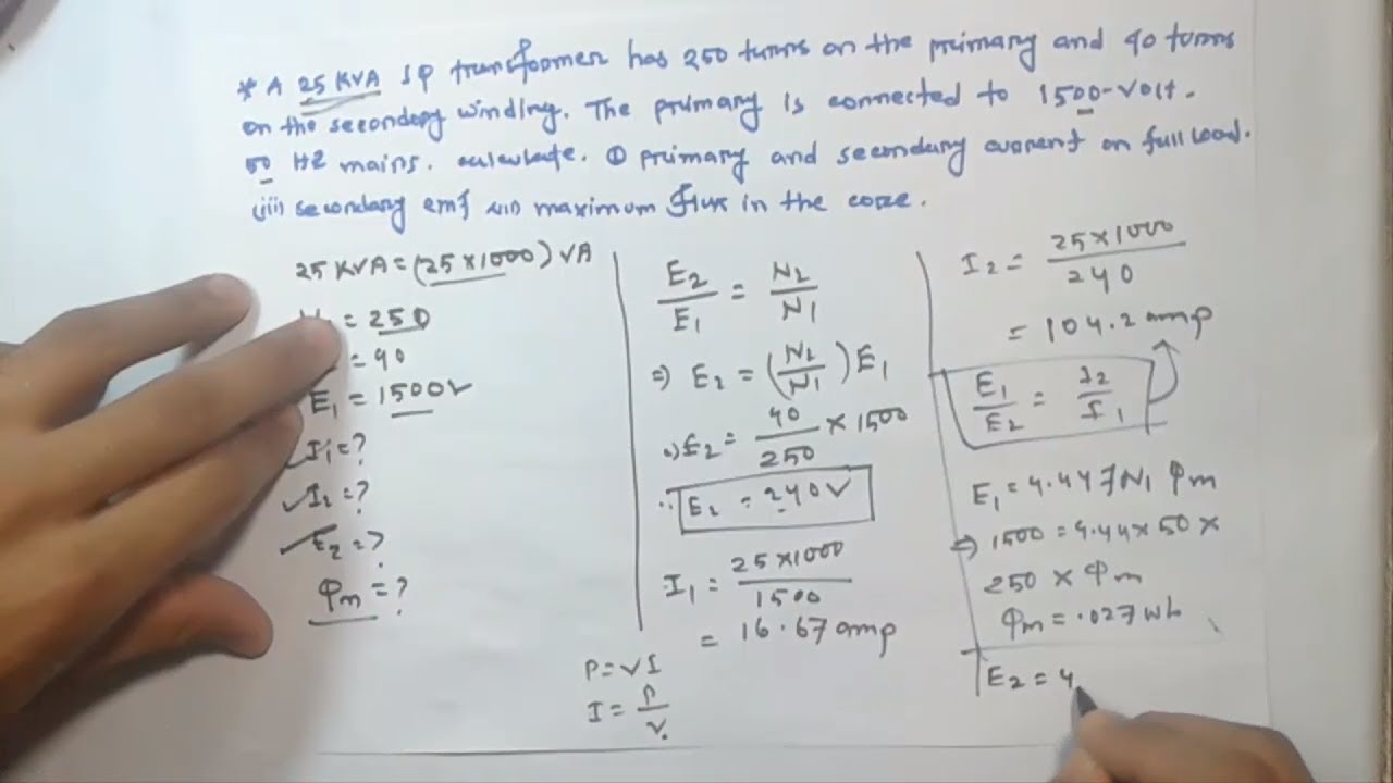 Transformer math problems 1 || Bangla || Electrical Machine 1 - YouTube