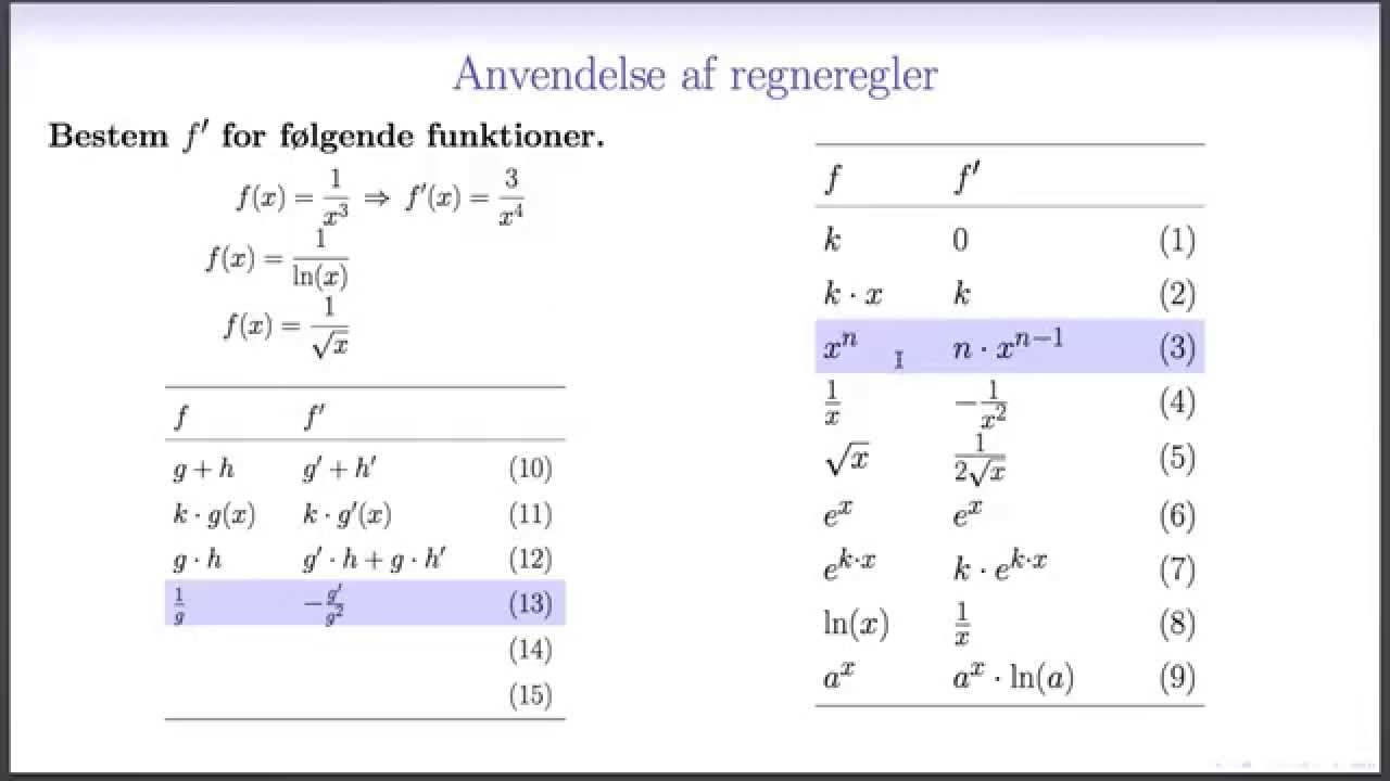 Differentialregning L10 - Differentialkvotient af reciprokfunktion ...