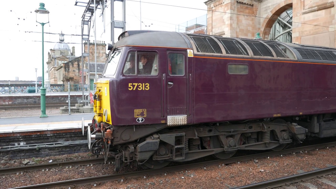 Class 57 Nos. 57313 and 57316 TNT "Glasgow Flyer" at Glasgow Central ...