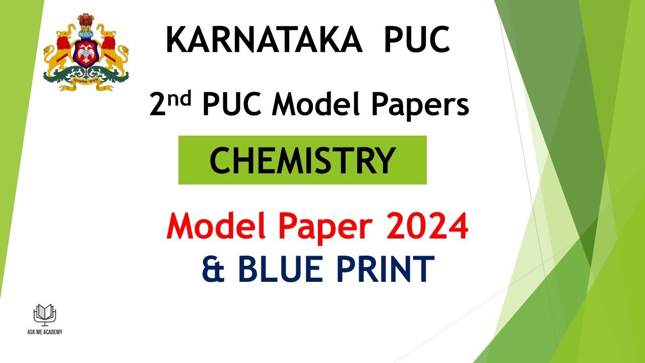 2nd PUC Chemistry 2024 Model Paper Karnataka 2nd PU model question ...