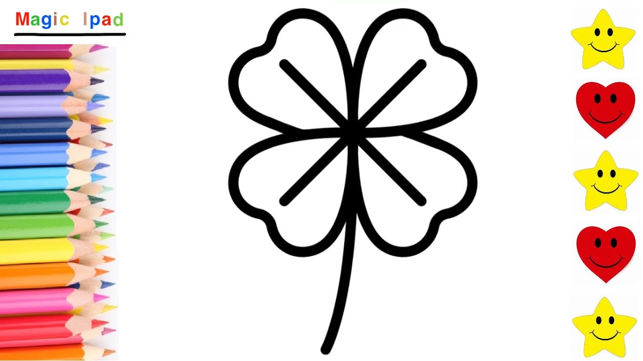 Como dibujar un TREBOL | dibujos para niños 💓⭐ How to draw a CLOVER ...