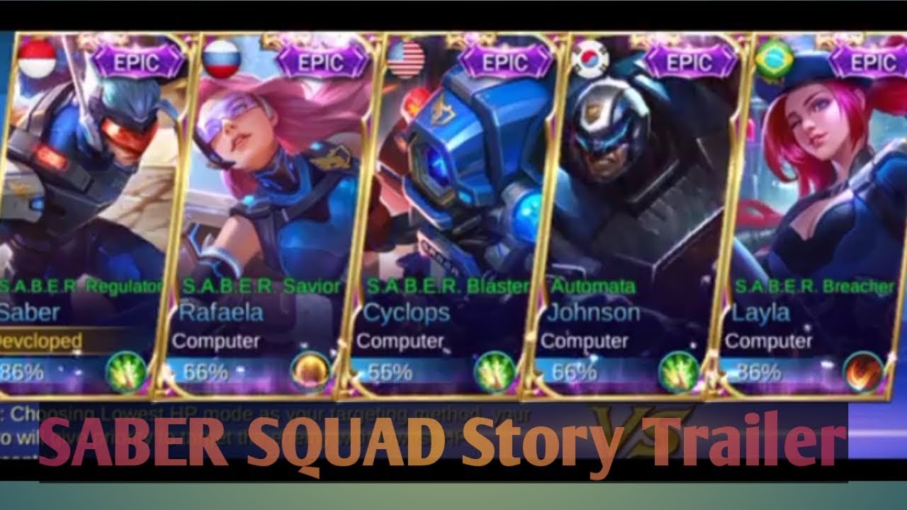 Saber squad story trailer mobile legends - YouTube