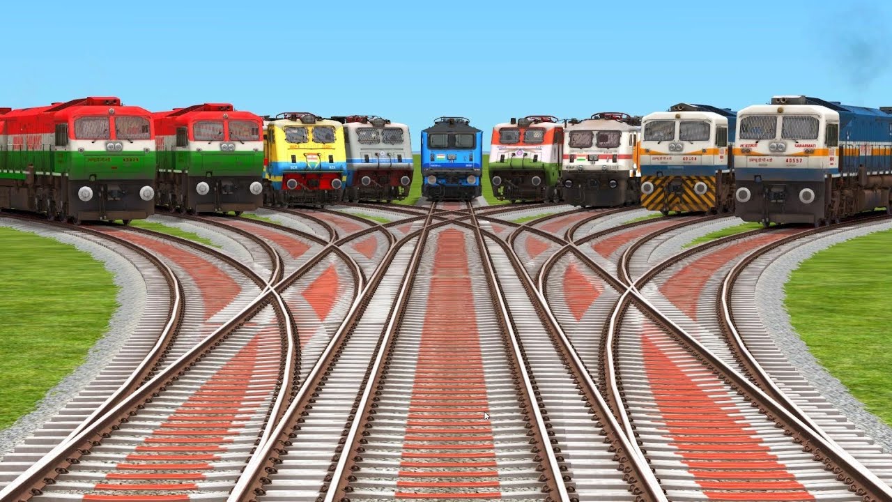 NINE TRAINS PASSING BY BUMPY 🎐RAILROAD TRACK RISKY RAILROAD TRACK/train ...