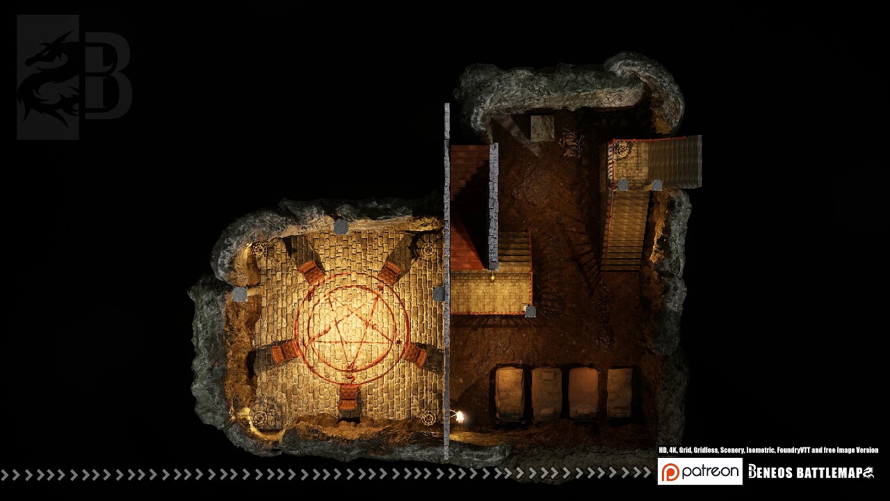 Beneos Battlemaps - Curse of Strahd: Wachter House B1 4K Battlemap ...