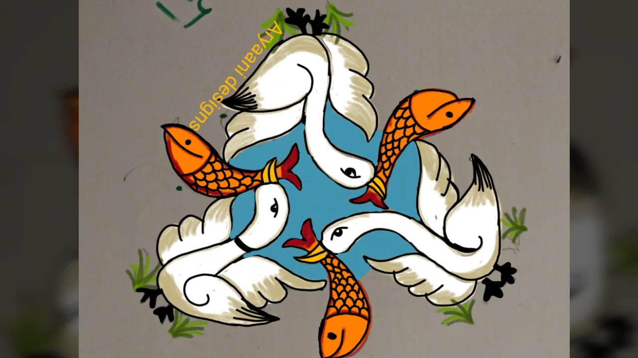 unique margazhi daily kolam..Easy and beautiful fish rangoli...7 to 4 ...