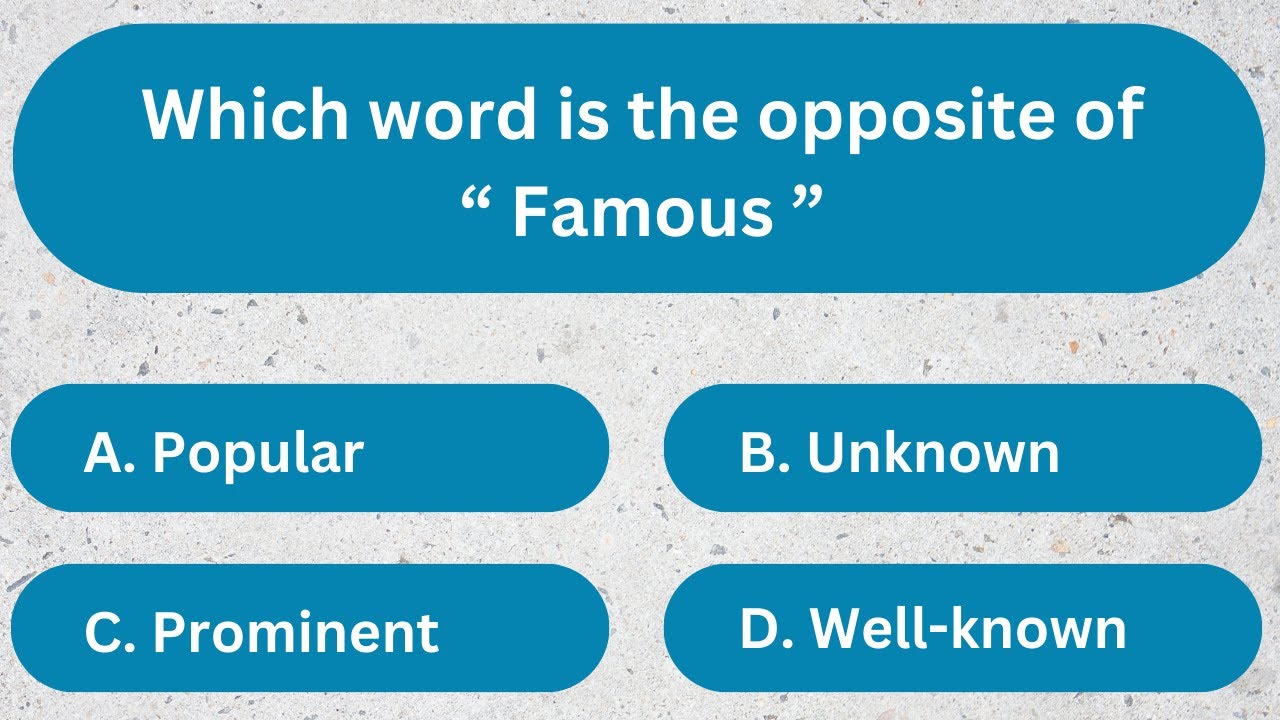 Antonym Quiz - 5 // Choose The Correct Antonym // Antonym Words In ...