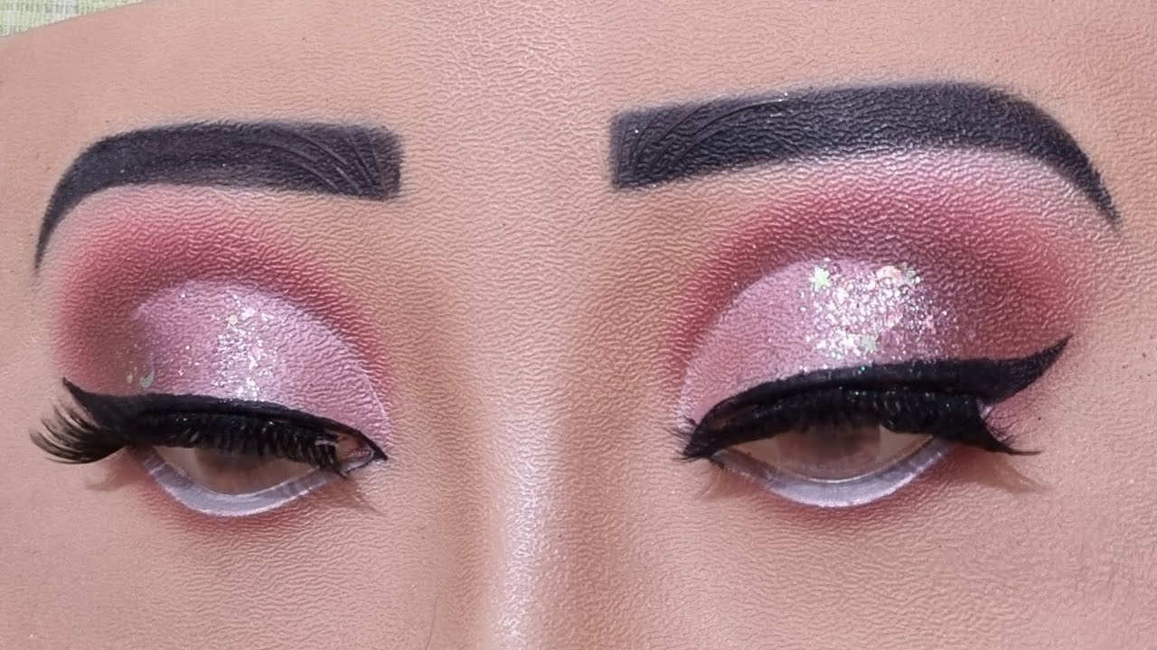 Party eye makeup tutorial | half cut crease glitter eye makeup for ...
