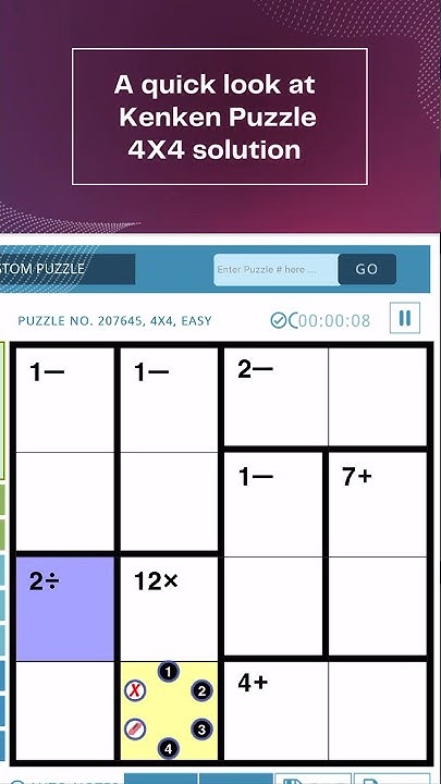 Kenken Puzzle 4X4 solution #shortsfeed #shorts #vlog #youtubeshorts - YouTube
