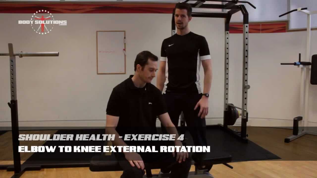 Shoulder Health Exercises 4 - Elbow to Knee External Rotation - Improve ...